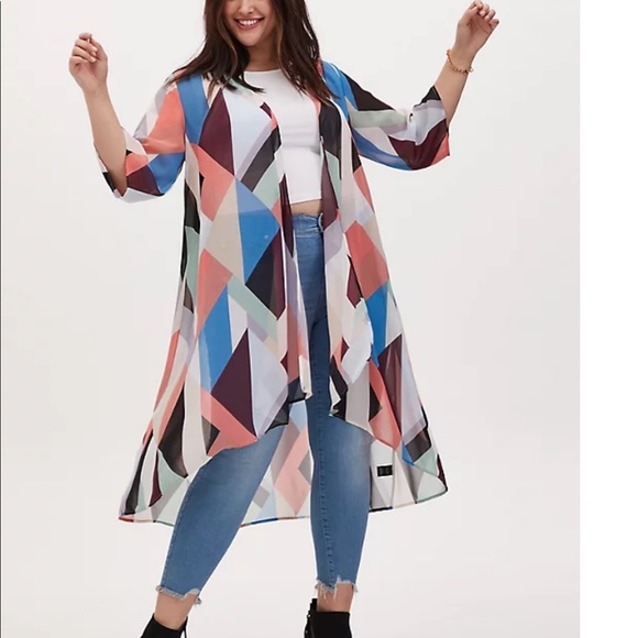 torrid | Accessories | Multi Geo Chiffon Hilo Duster Kimono | Poshmark